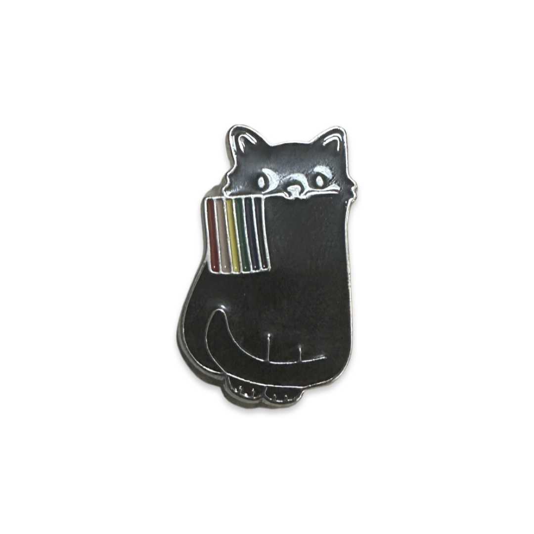 Pin - Cat (Black) with Rainbow Flag - Choking Hazard - Not Suitable fo ...